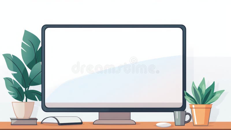 An Desktop Computer with Blank Screen Stock Photo - Image of device ...