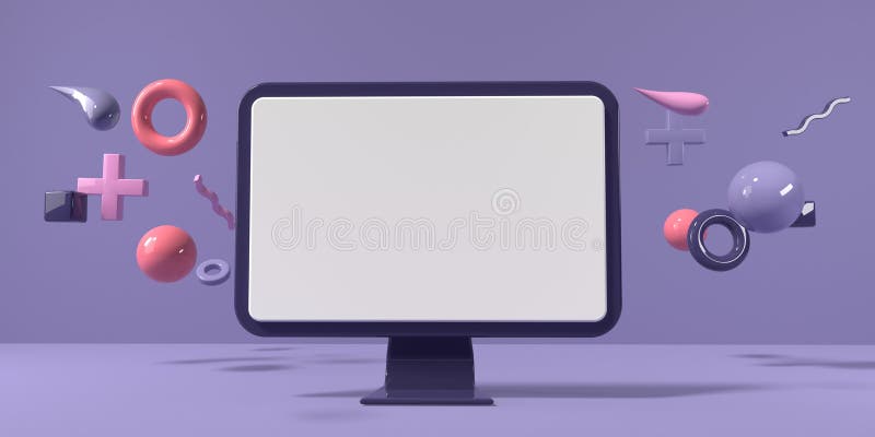 Desktop Computer with Blank Screen - 3D Stock Illustration ...