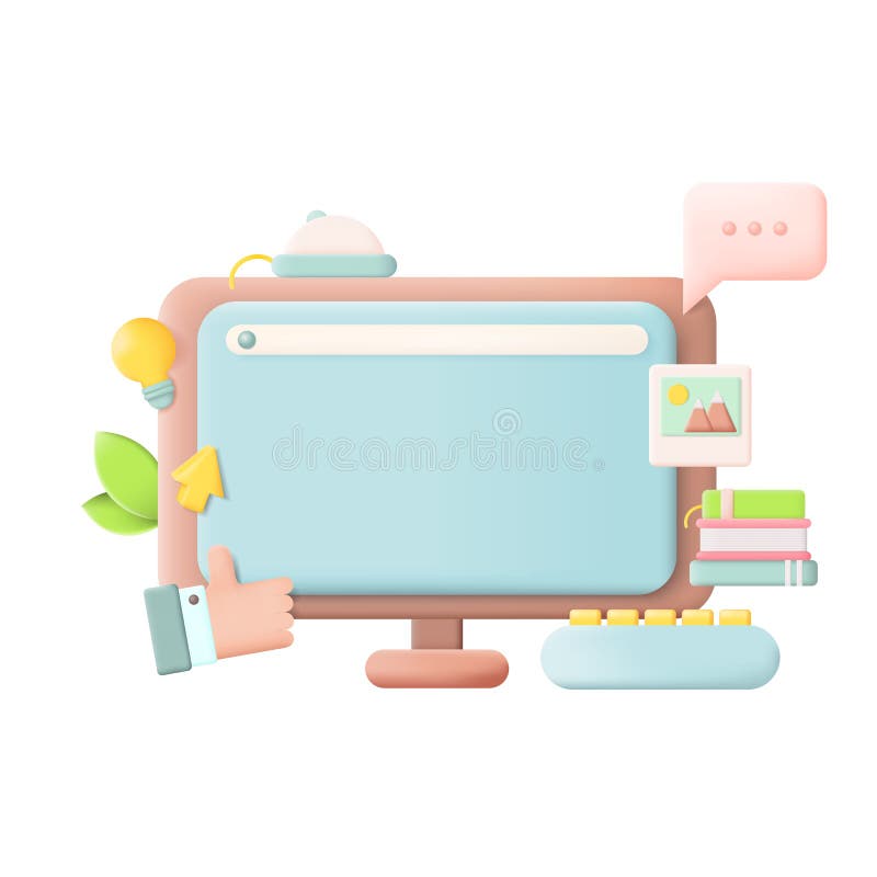 Desktop Computer, Blank Screen Monitor 3D Icon Vector Stock Vector ...
