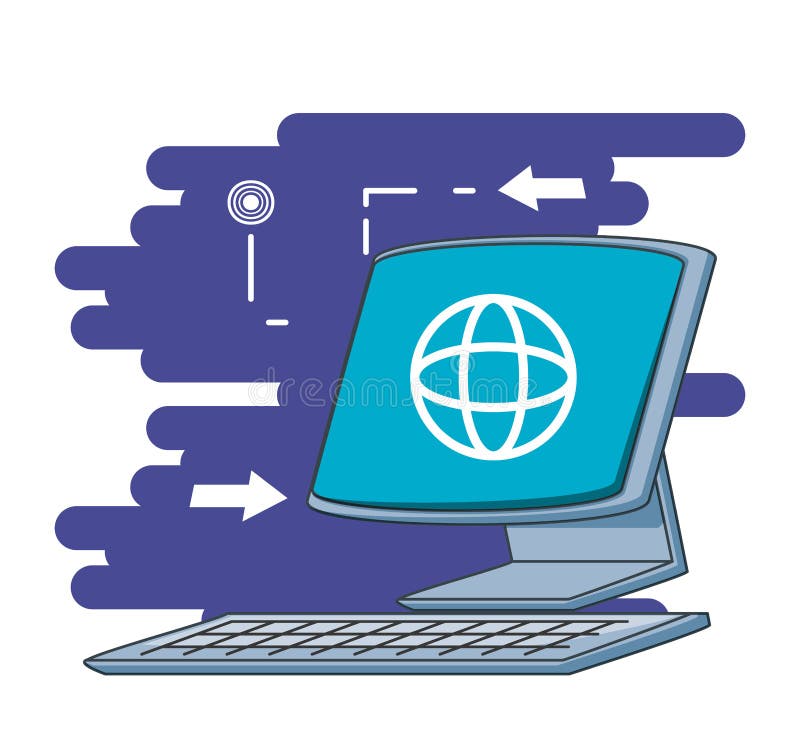 Desktop Computer with Browser in Screen Stock Vector - Illustration of ...