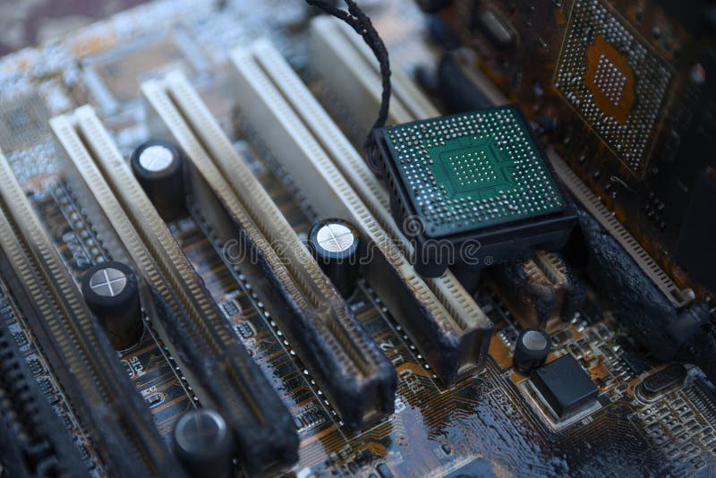 Desktop Computer Burned Damage After Fire Burning CPU GPU Video Card ...