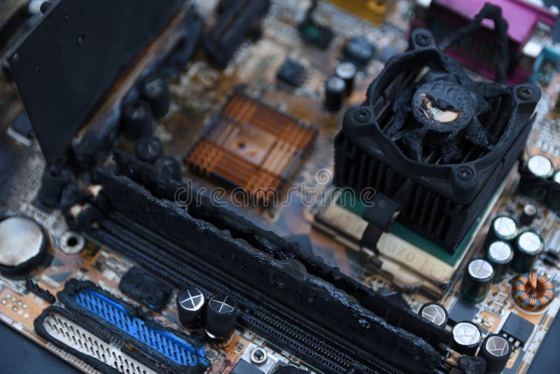 Desktop Computer Burned Damage After Fire Burning CPU GPU Video Card ...
