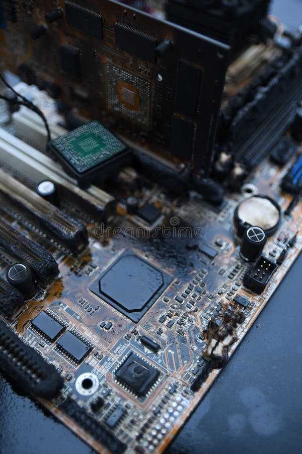 Desktop Computer Burned Damage after Fire Burning CPU GPU Video Card ...