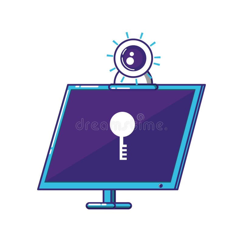 Desktop Computer with Camera Stock Vector - Illustration of camera ...