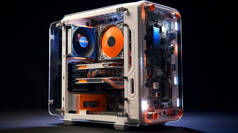 Nasa Themed Pc Case with Transparent Design and Orange Fans Stock ...