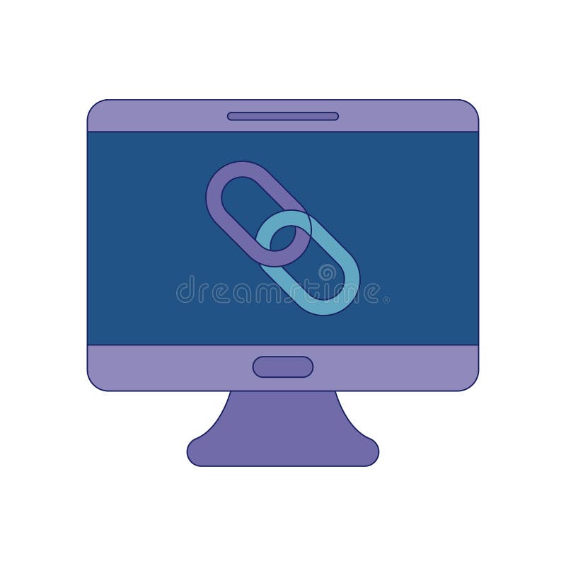 Desktop Computer with Chain Screen Stock Illustration - Illustration of ...