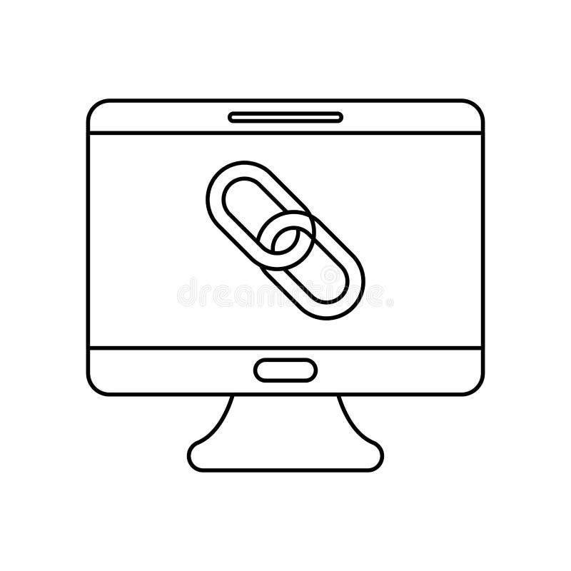 Desktop Computer with Chain Screen Stock Illustration - Illustration of ...