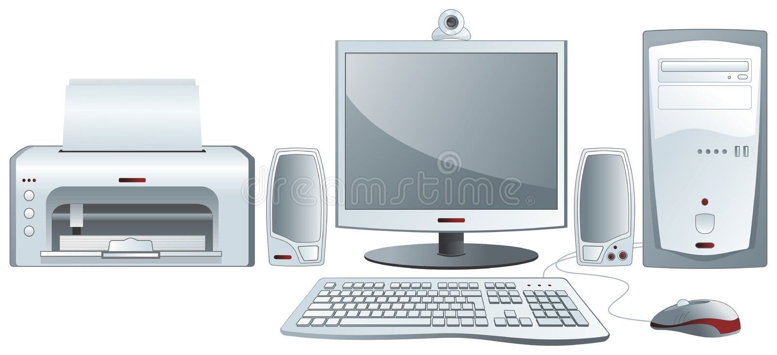 Computer set stock vector. Illustration of hardware, realistic - 16722957
