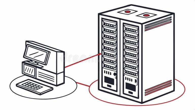 Desktop Computer Connected To Server, Workstation Setup, it ...