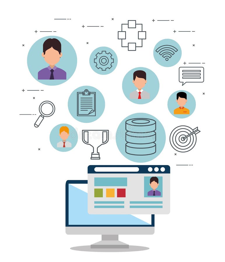 Desktop Computer with Connectivity 5g Tech Stock Vector - Illustration ...