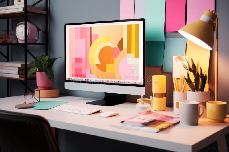 Desktop Computer in the Creative Modern Office Stock Photo - Image of ...