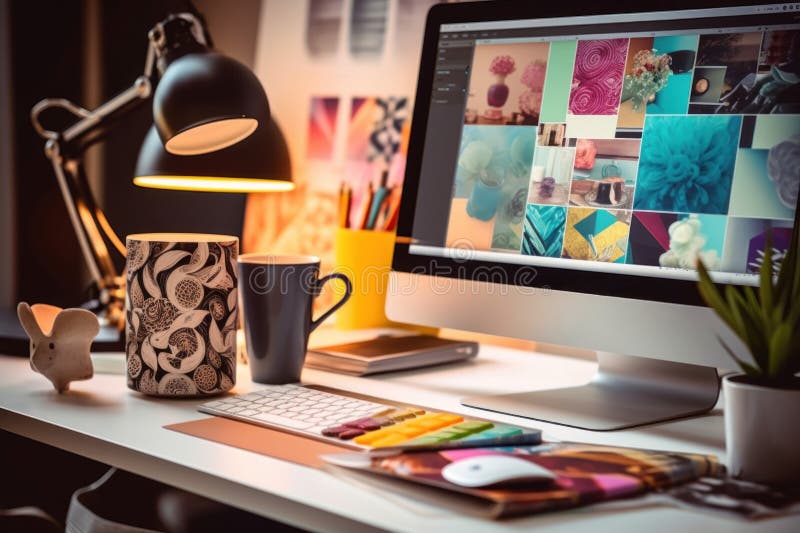 Desktop Computer in the Creative Modern Office Stock Photo - Image of ...