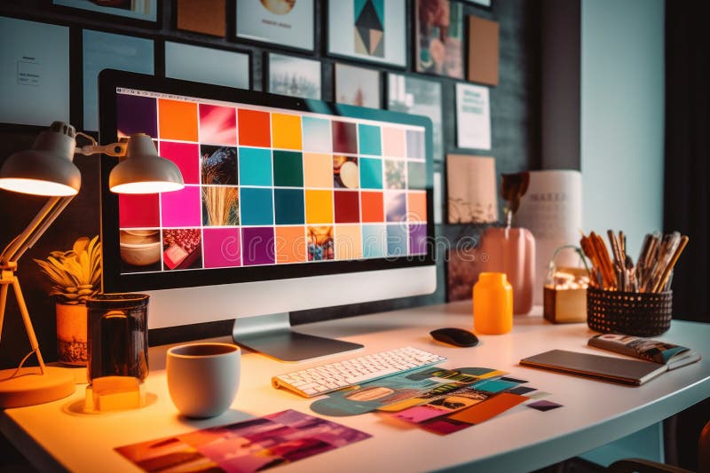 Desktop Computer in the Creative Modern Office Stock Photo - Image of ...