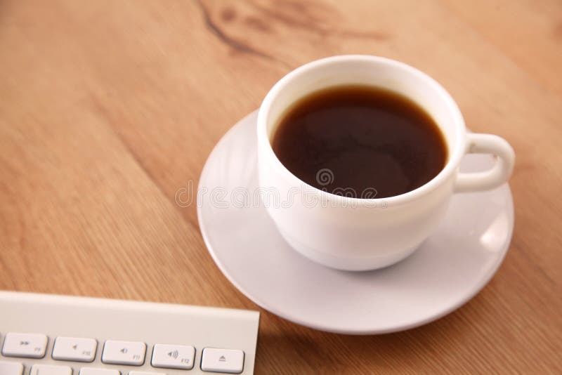 On the Desktop Computer and a Cup of Coffee Stock Image - Image of ...
