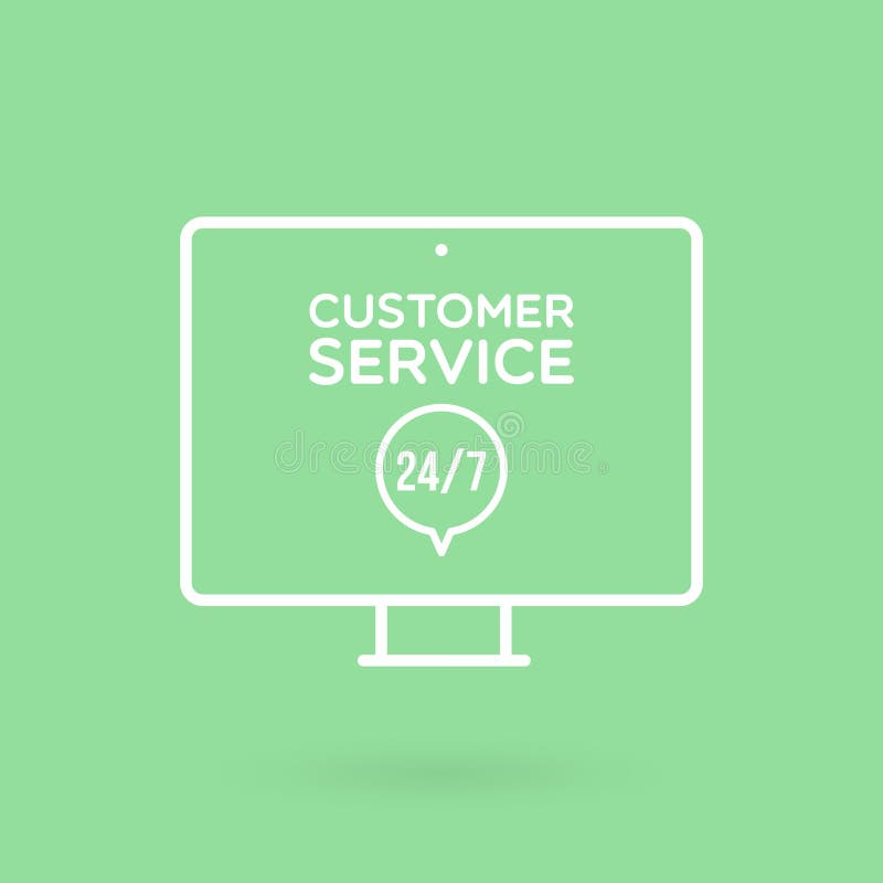 Desktop Computer Customer Service 24/7 Illustration. Concept of 24/7 ...