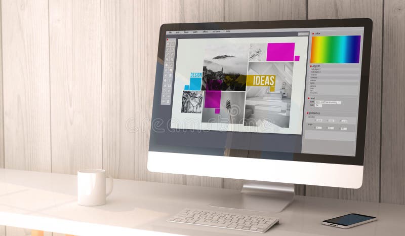 Desktop Computer Digital Layout Stock Image - Image of inspiration ...