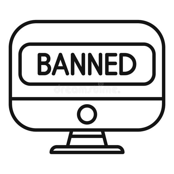 Desktop Computer Displaying Banned Message Icon Stock Vector ...