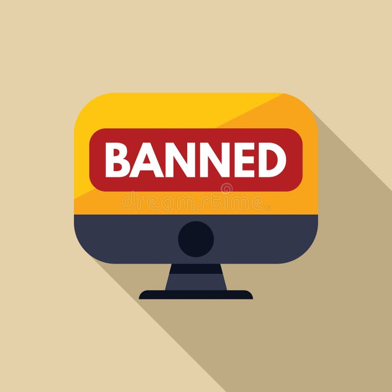 Desktop Computer Displaying Banned Message on Screen Stock Vector ...