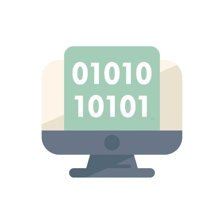 Desktop Computer Displaying Binary Code on Screen Stock Vector - Illustration of system ...
