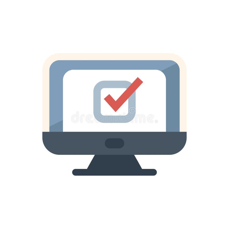 Desktop Computer Displaying Checkmark for Online Survey Completion ...