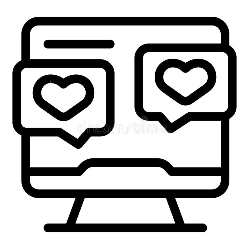 Computer Showing Online Dating App with Heart Icons Stock Illustration ...
