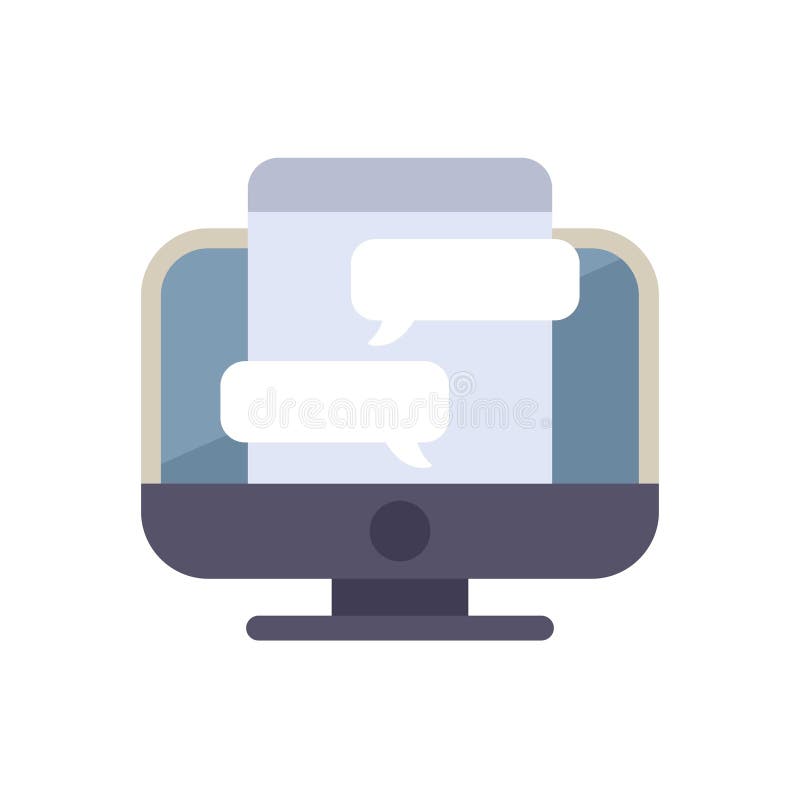 Desktop Computer Displaying Instant Messaging Application with Speech Bubbles Stock Illustration ...