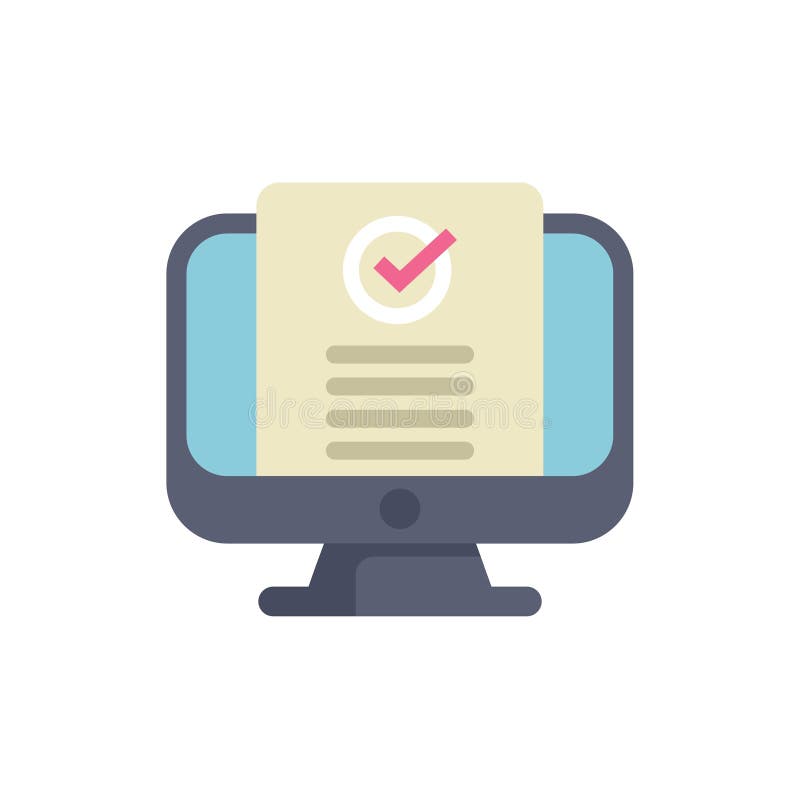 Desktop Computer Displaying Validated Document with Check Mark Icon ...