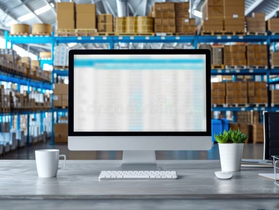 Desktop Computer Displaying Warehouse Inventory Management Software ...