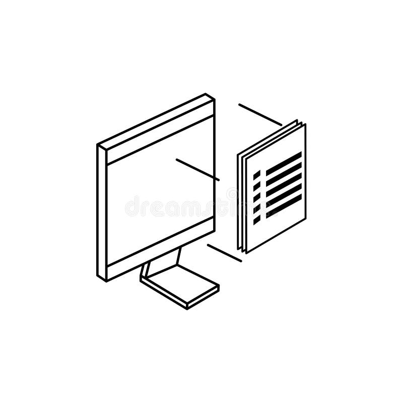 Desktop Computer with Documents Paper Stock Illustration - Illustration of telecommunication ...