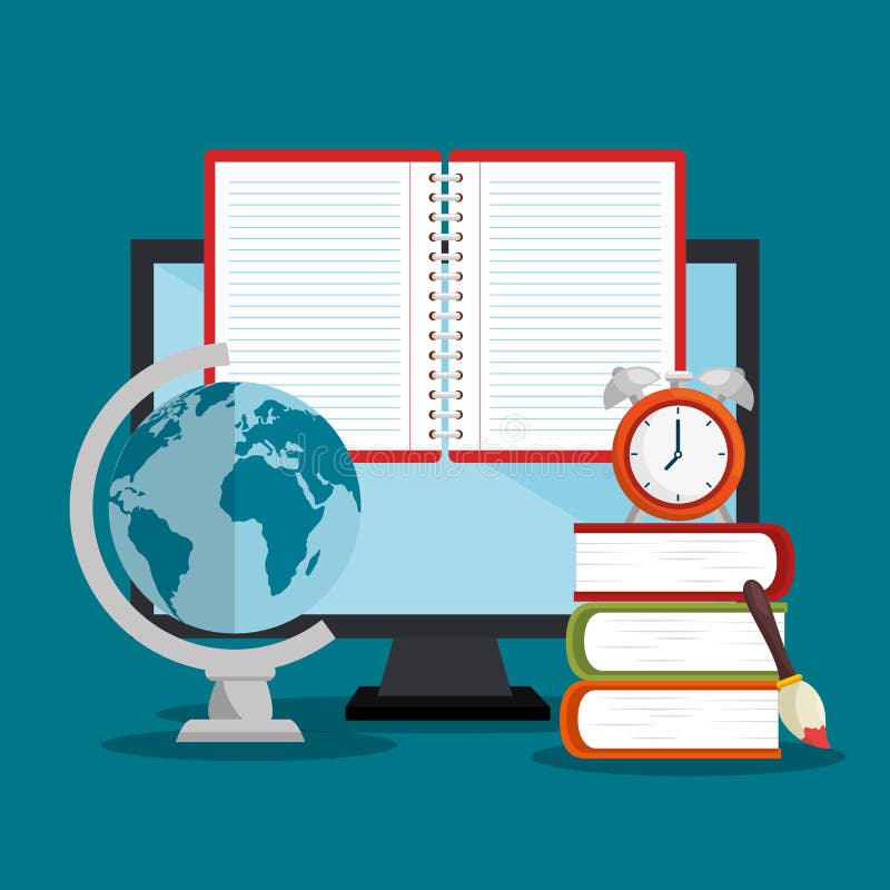 Desktop Computer with Easy Learning Icons Stock Vector - Illustration ...