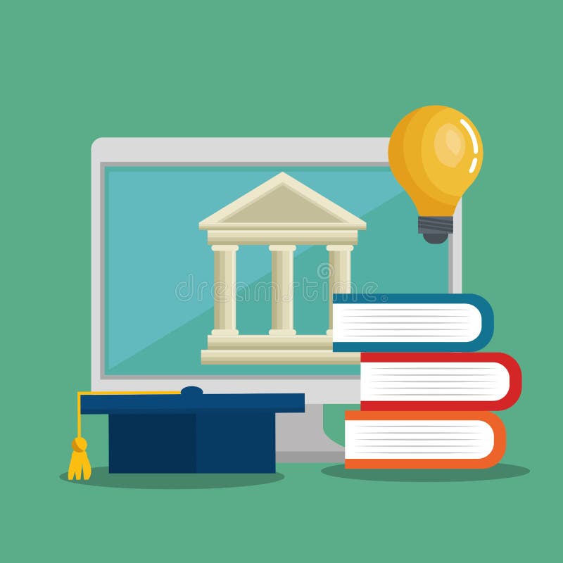 Desktop Computer with Easy Learning Icons Stock Vector - Illustration ...