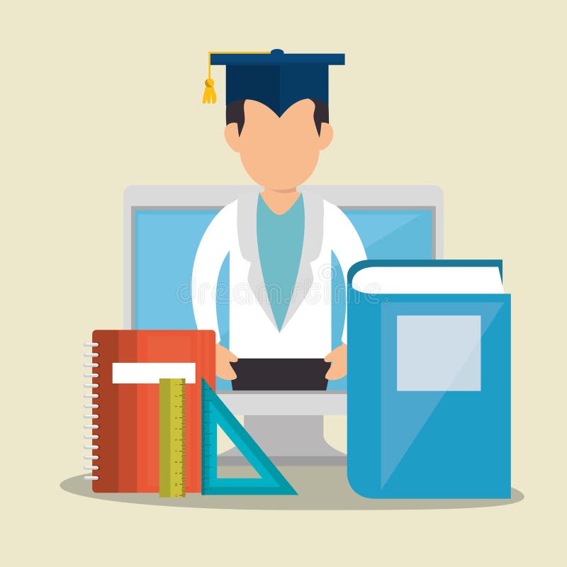 Desktop Computer with Easy Learning Icons Stock Vector - Illustration ...