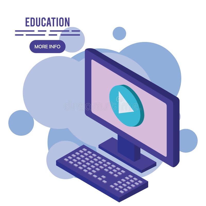 Desktop Computer Education Online Tech Stock Vector - Illustration of ...