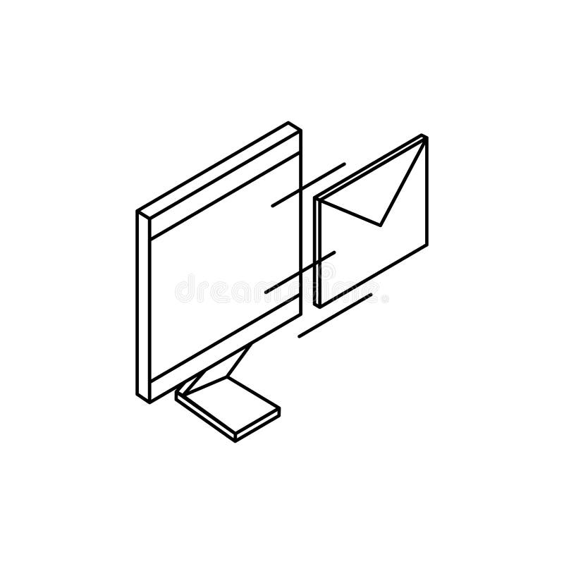 Desktop Computer with Envelopes Email Stock Illustration - Illustration ...