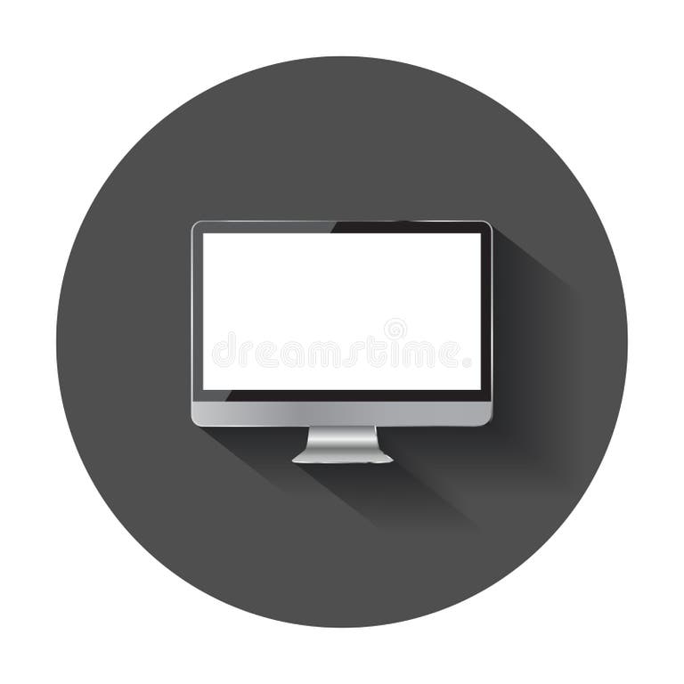 Desktop Computer Flat Icon. Stock Vector - Illustration of blank ...