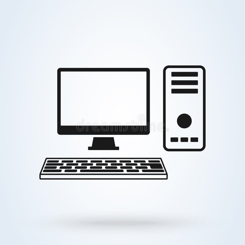Desktop Computer Flat Style. Vector Illustration Icon Isolated on White ...