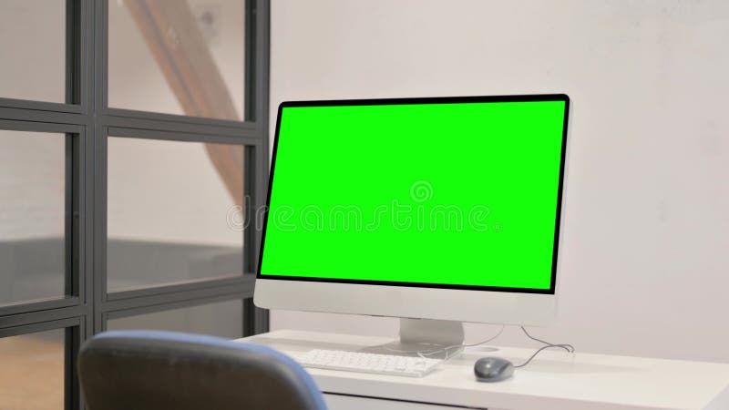 Desktop Computer with Green Screen in Office Stock Footage - Video of ...