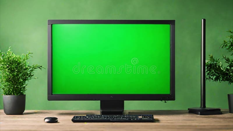 Green Screen Desktop Computer Stock Video - Video of technology ...