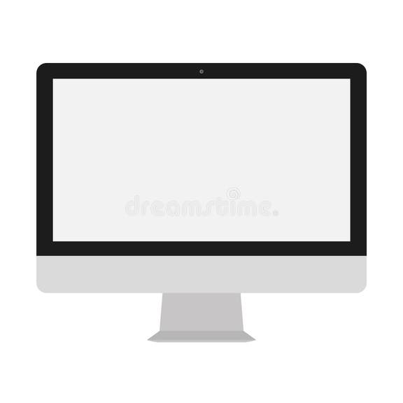 Desktop Computer with Grey Screen Vector Eps10. Modern Flat Screen ...