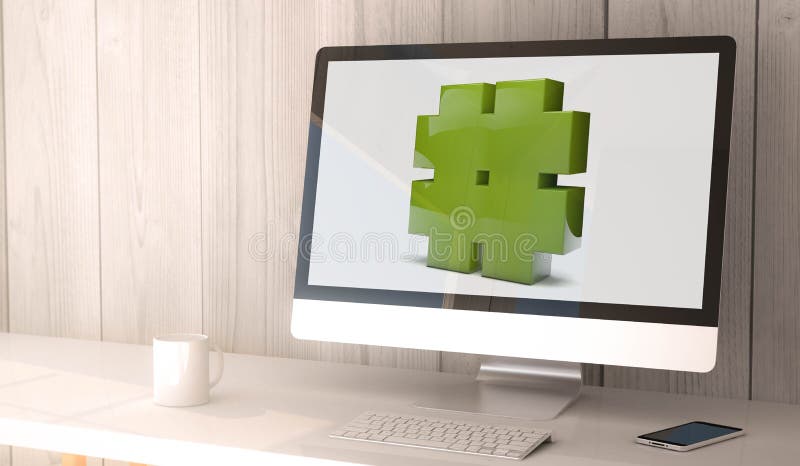 Desktop computer hash sign stock photo. Image of workspace - 105060114