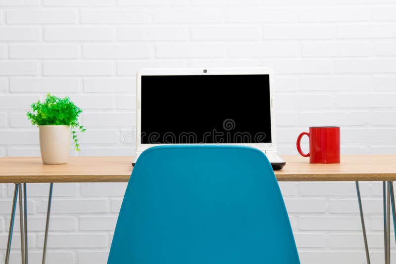 Desktop with Computer at Home Stock Image - Image of comfortable, home ...
