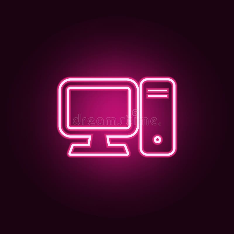 Desktop Computer Icon. Elements of Web in Neon Style Icons Stock ...