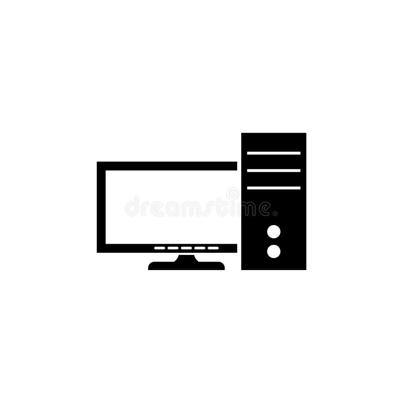 Desktop Computer Icon Flat Sign for Mobile Concept and Web Design Stock ...