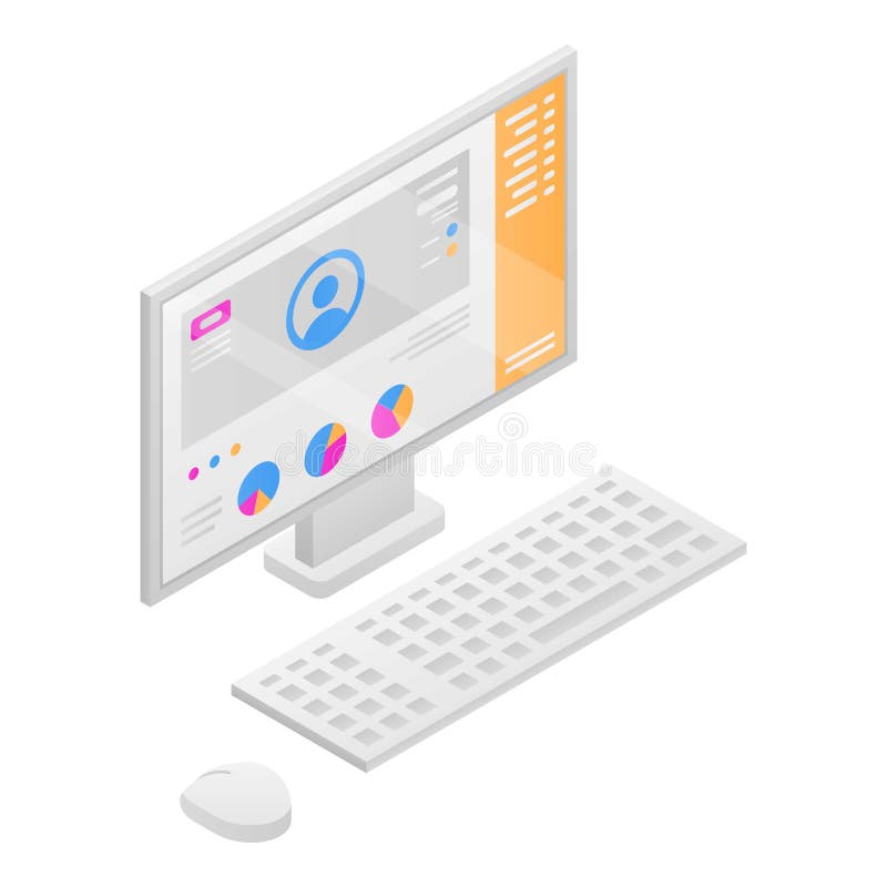 Desktop Computer Icon, Isometric Style Stock Vector - Illustration of ...