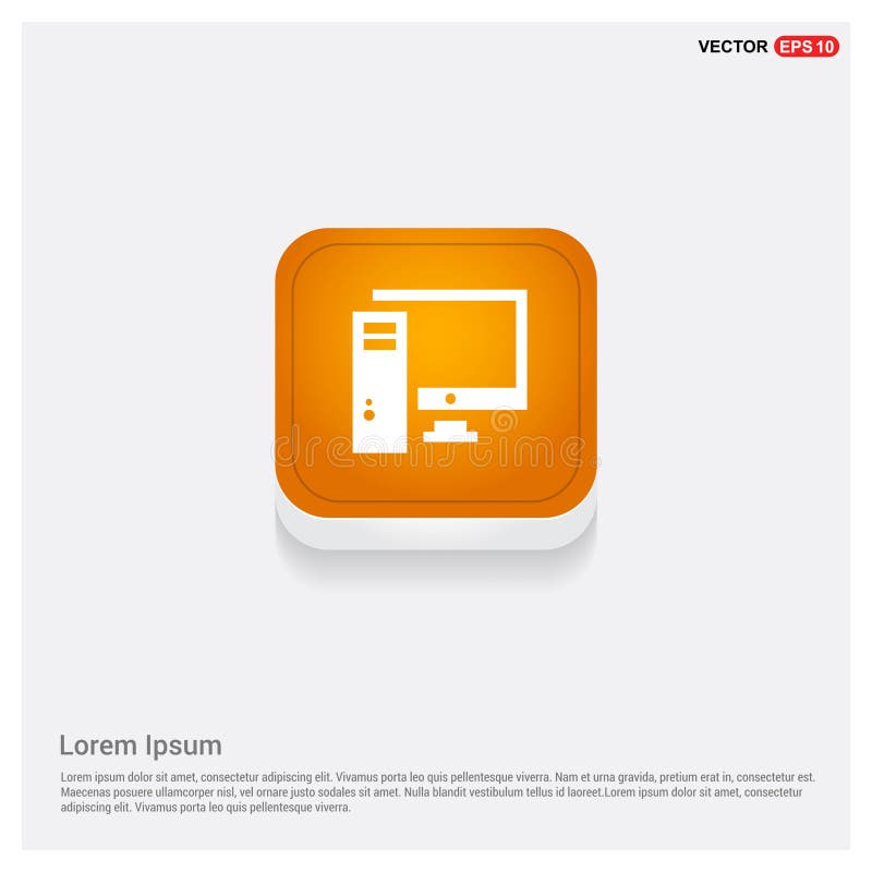 Desktop Computer Icon Orange Abstract Web Button Stock Vector ...