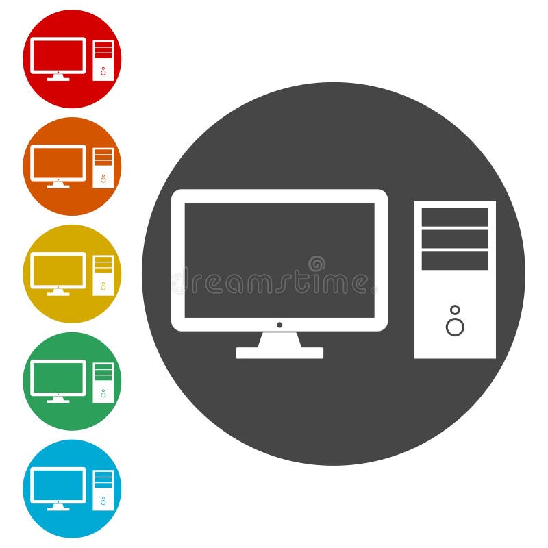 Desktop computer icon stock vector. Illustration of circle - 182558956