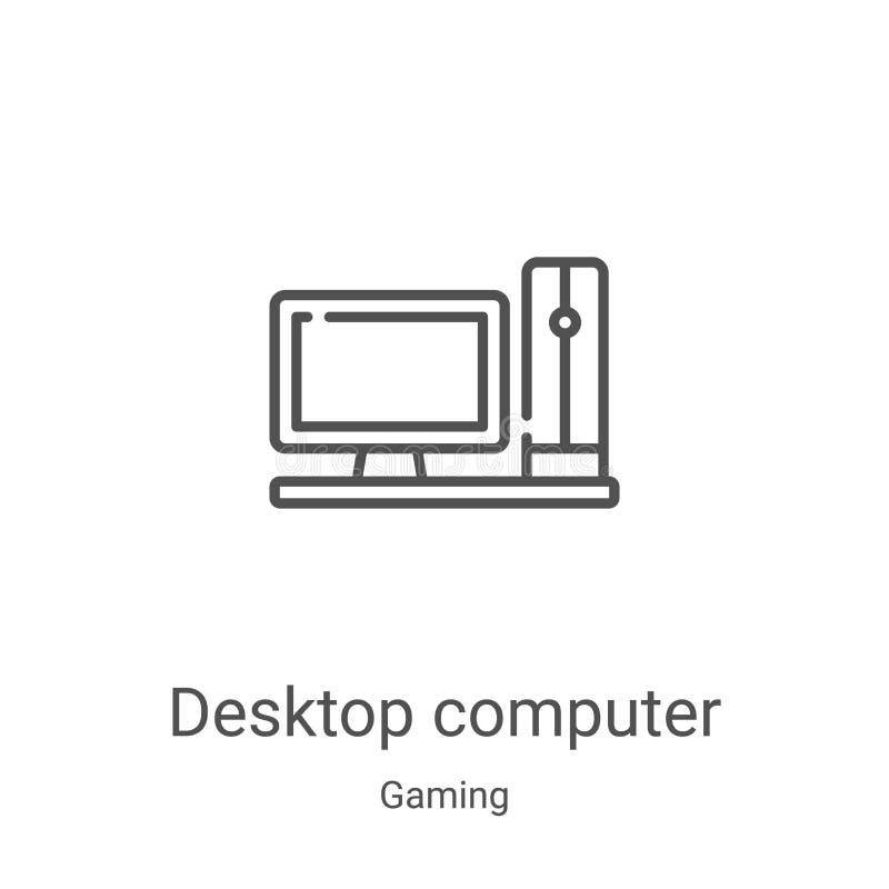 Desktop Computer Icon Vector from Gaming Collection. Thin Line Desktop ...