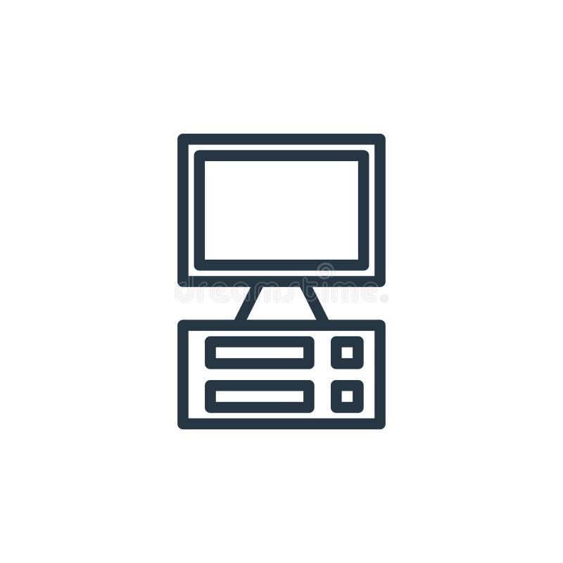 Desktop Computer Icon Vector from Computer Hardware Concept. Thin Line ...