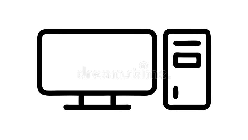 Desktop Computer Icon Vector Illustration, Personal Computer Setup ...