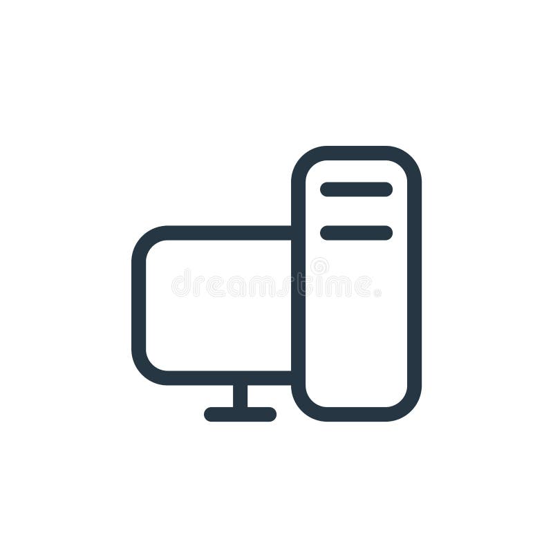 Desktop Computer Icon Vector from Media Concept. Thin Line Illustration ...